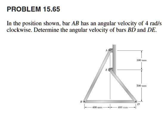 Problem 15 65 In The Position Shown Bar Ab Has An Angular Velocity Of 4 Rad S Clockwise