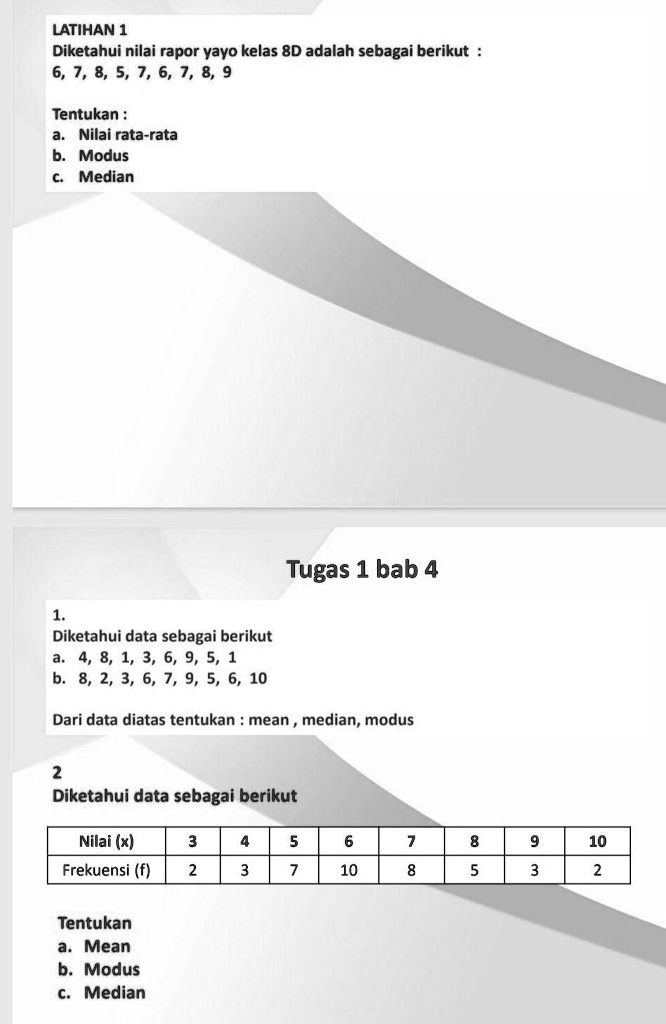 SOLVED: yang bisa MTK tolong ya LATIHAN 1 Diketahui nilai rapor vayo ... SOLVED: yang bisa MTK tolong ya LATIHAN 1 Diketahui nilai rapor vayo ...