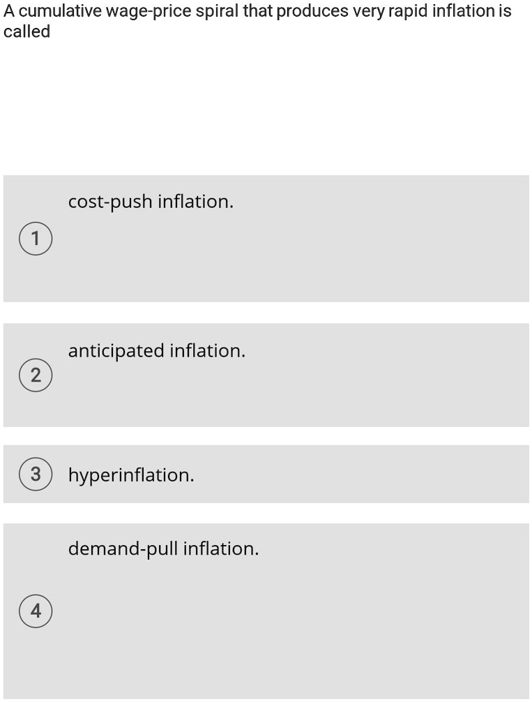 SOLVED: A cumulative wage-price spiral that produces very rapid ...