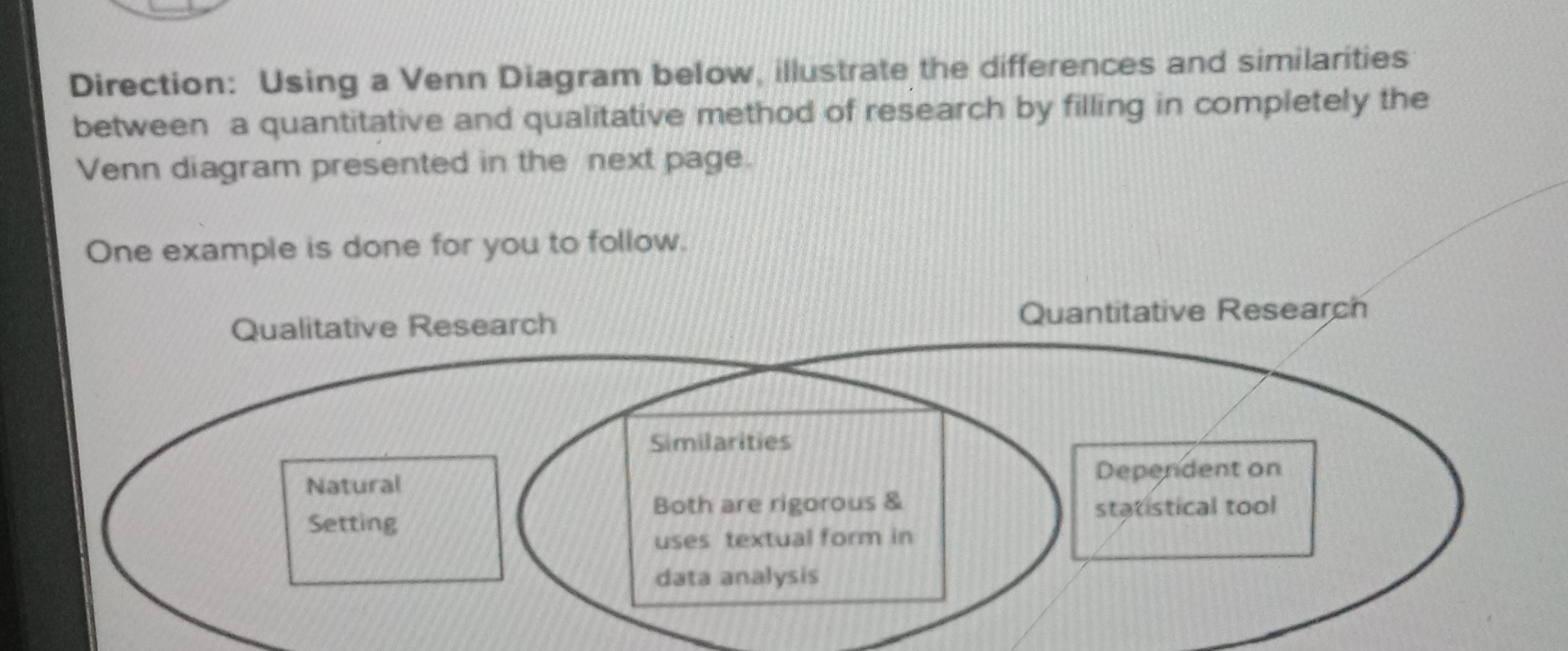direction using a venn diagram below illustrate the differences and ...
