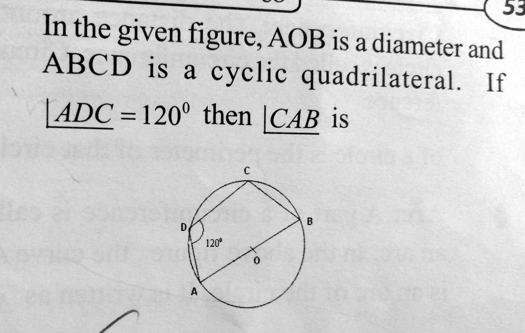 In the figure, AOB is a diameter and ABDC is a cyclic quadrilateral. If ...