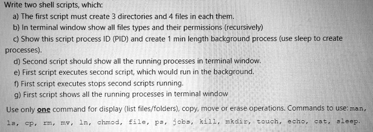 Solved Write Two Shell Scripts Which A The First Script Must Create 3 Directories And 4