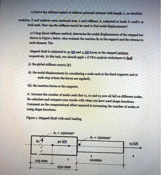 SOLVED: Derive the stiffness matrix of a uniform prismatic element with length, L, an elasticity ...
