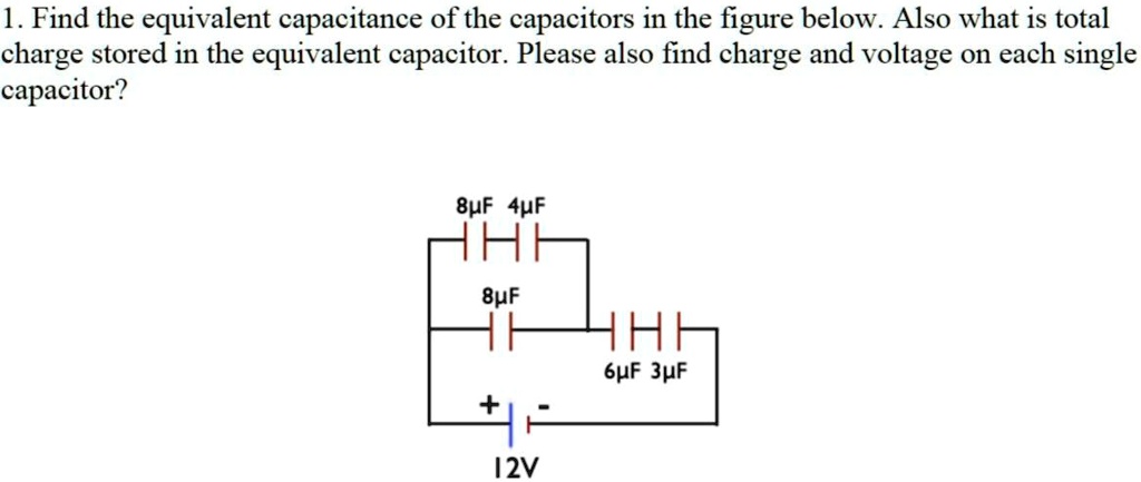SOLVED: Find the equivalent capacitance of the capacitors in the figure ...