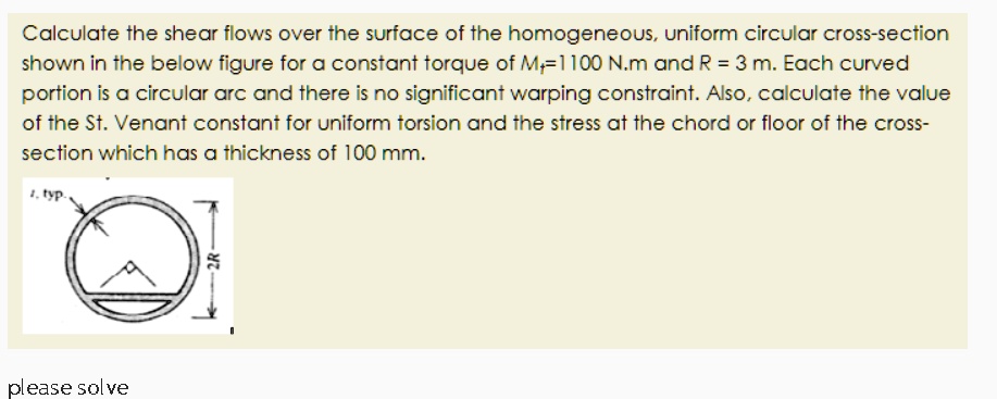 SOLVED: Calculate the shear flows over the surface of the homogeneous ...