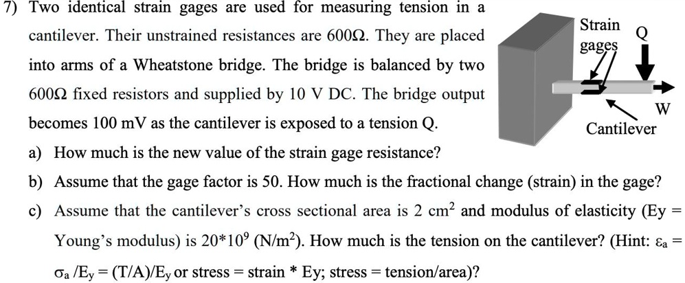 SOLVED: Two identical strain gages are used for measuring tension in a ... SOLVED: Two identical strain gages are used for measuring tension in a ...