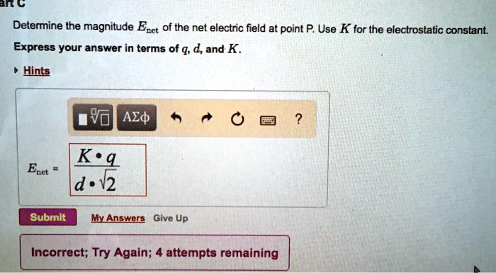 SOLVED: Determine the magnitude Eâ‚™â‚‘â‚œ of the net electric field at ...