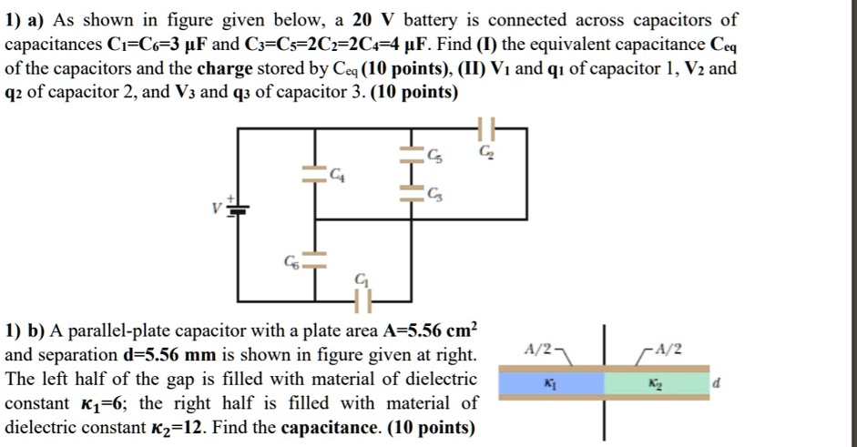 SOLVED: 1) a) As shown in figure given below, 20 V battery is connected ...