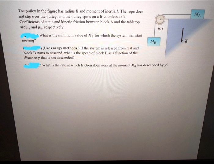 the pulley in the figure has radius r and moment of inertia the rope ...