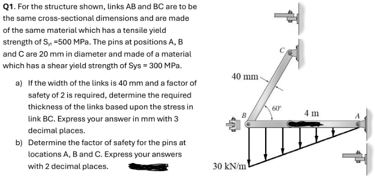 q1 for the structure shown links ab and bc are to be the same cross ...