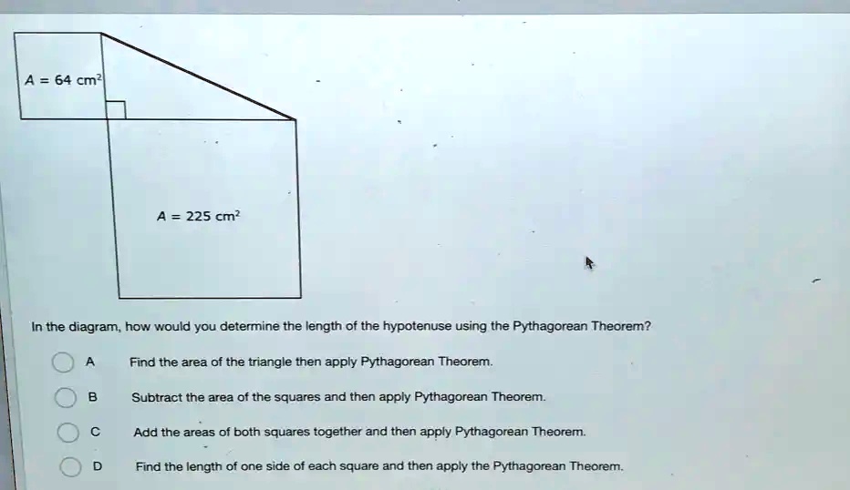 A = 64 cm^2 A = 225 cm^2 In the diagram, how would you determine the ...