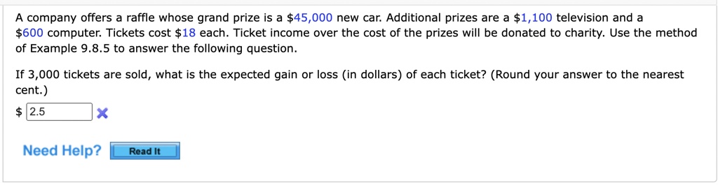 SOLVED: A company offers a raffle whose grand prize is a 45,000 new car ...