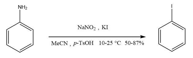 NaNO2, KI MeCN, p-TsOH 10-25 ^∘C 50-87%