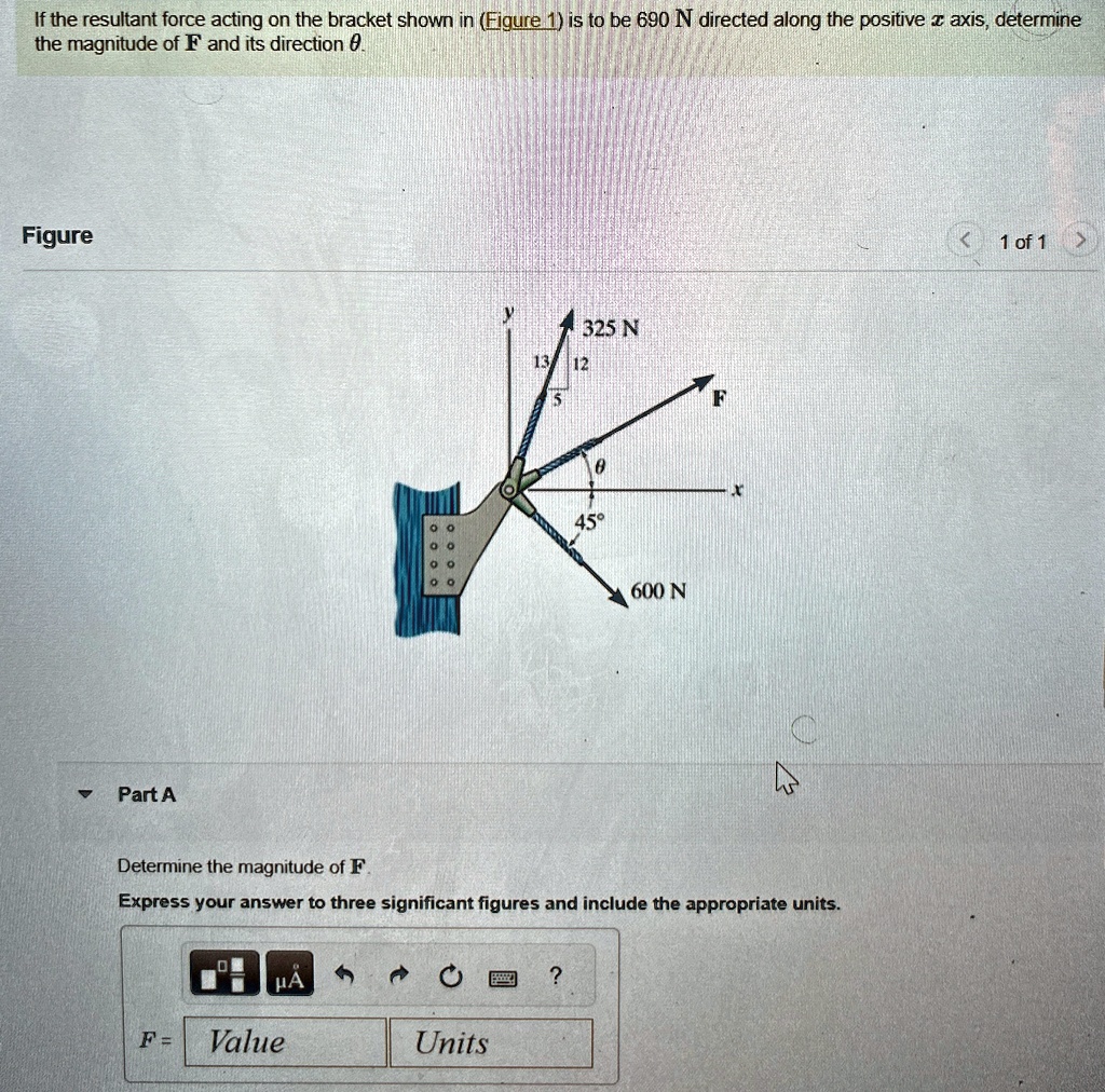 [GET ANSWER] if the resultant force acting on the bracket shown in figure 1 is to be 690 n ...