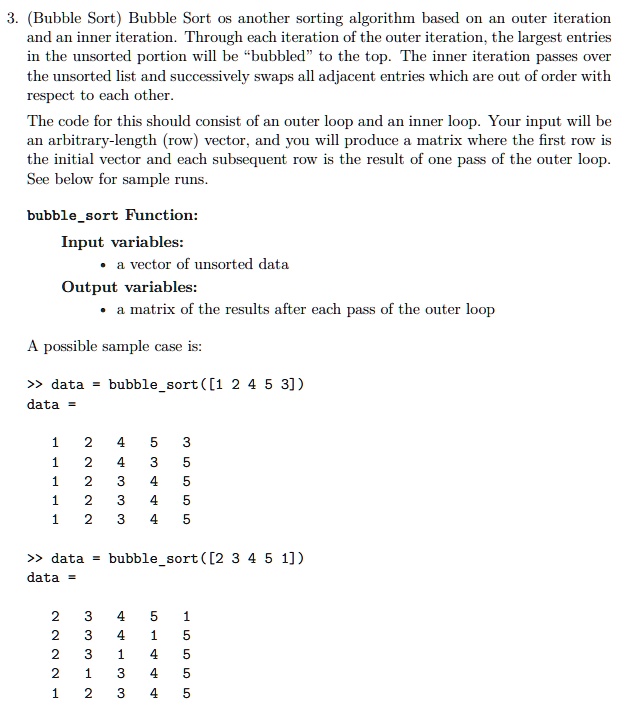 Solved Bnbble Sort Bubble Sort Os Another Sorting Algorithm Based On An Outer Iteration And 2668
