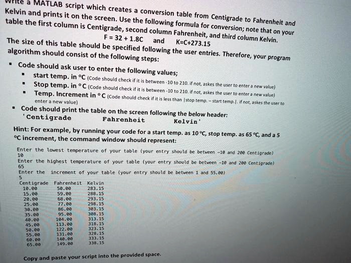 SOLVED: Trile @ MATLAB Kelvin and script which creates prints ...