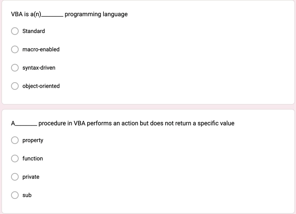 Solved Questions Related To Vba Vba Is An Programming Language Standard Macro Enabled Syntax 9183