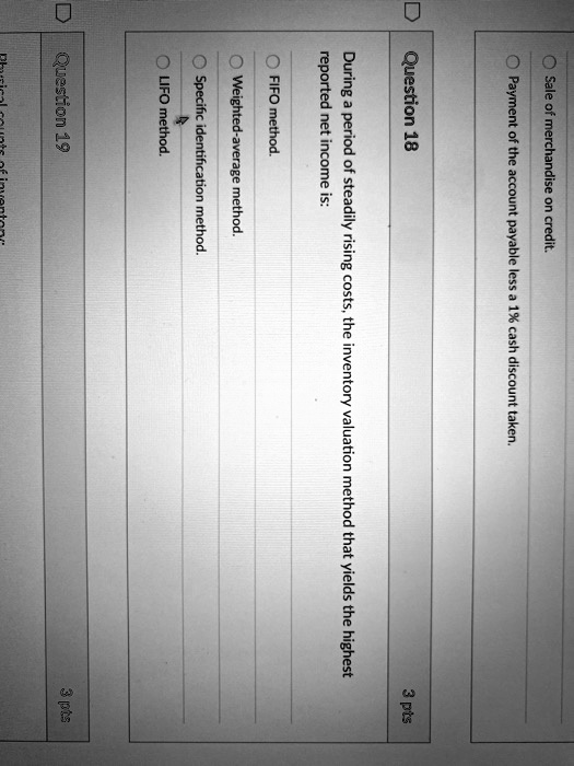 SOLVED: Question 19: LIFO method, Specific identification method ...