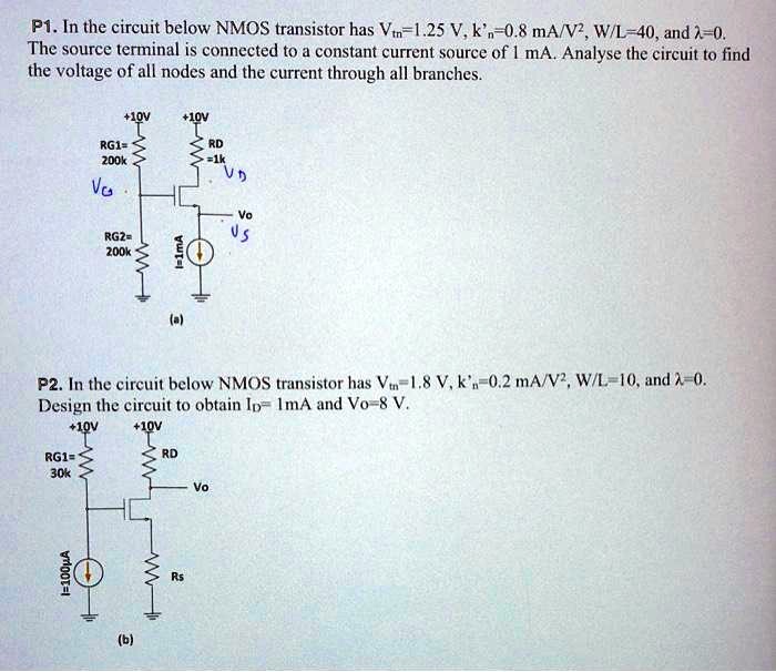 pi in the circuit below nmos transistor has vin 125 vkn08 man wil 40 ...