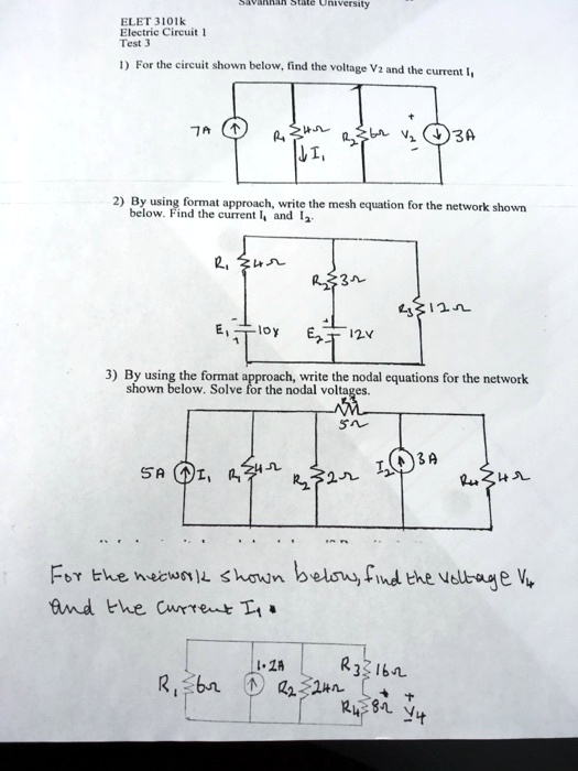 SOLVED: ELET3101 Electric Circuit 1 Test 3 For the circuit shown below ...