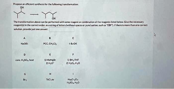 SOLVED: Propose an efficient synthesis for the following transformation: OH OH The ...