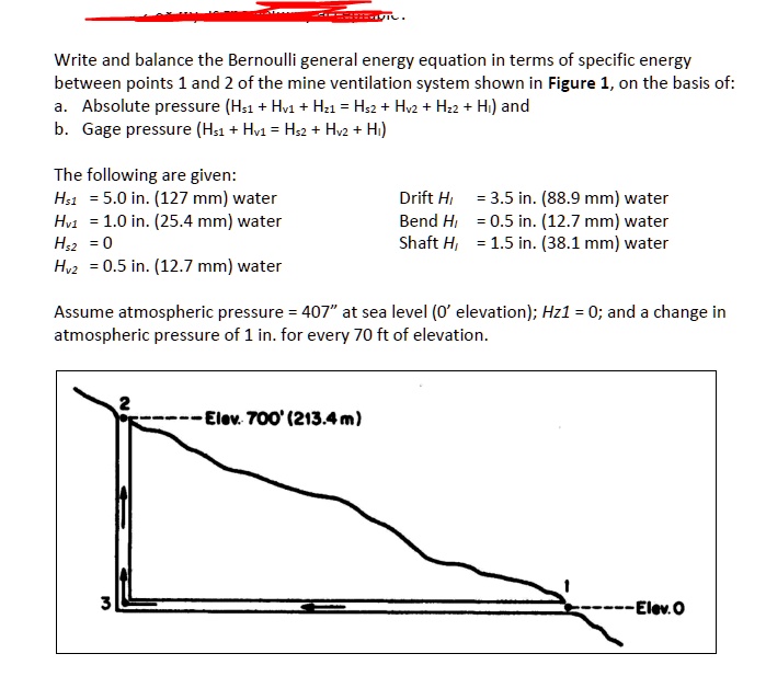 Write and balance the Bernoulli general energy equation in terms of ...