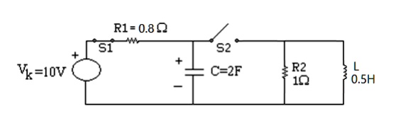 SOLVED: In the circuit in the figure, initially S1 is closed and S2 is open. At 10 seconds, S1 ...