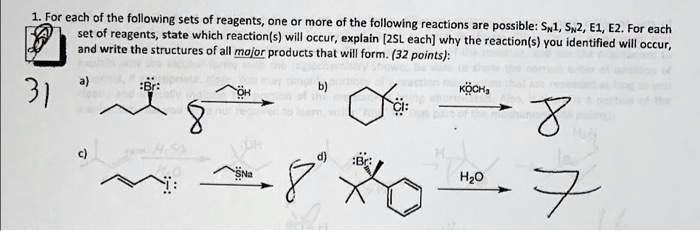 SOLVED: For each of the following sets of reagents, one or more of the ...
