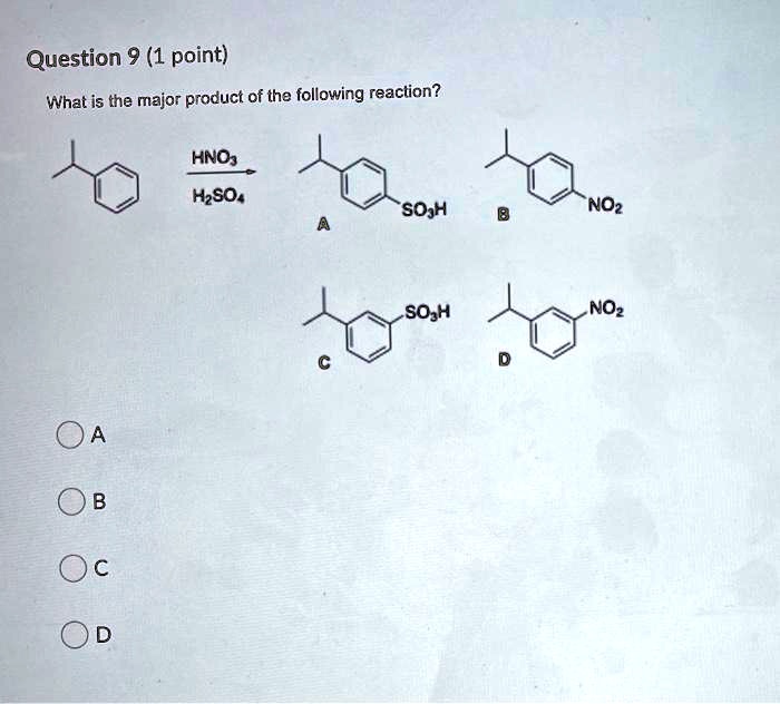 SOLVED: Question 9 (1 point) What is the major product of the following ...