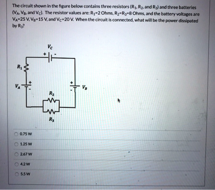 SOLVED: The circuit shown in the figure below contains three resistors (Rz Rz,and Ra) and three ...