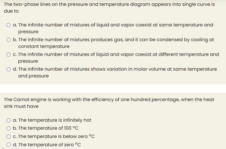 SOLVED: The two-phase lines on the pressure and temperature diagram ...