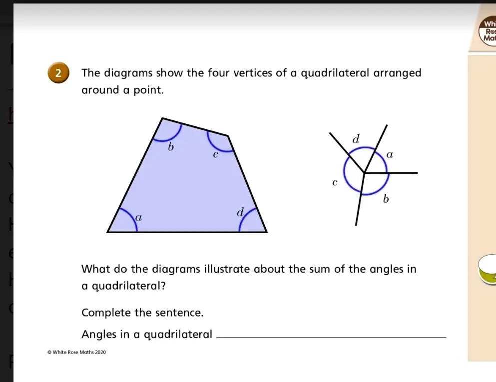 2 The diagrams show the four vertices of a quadrilateral arranged around a point. b c d a d a c ...