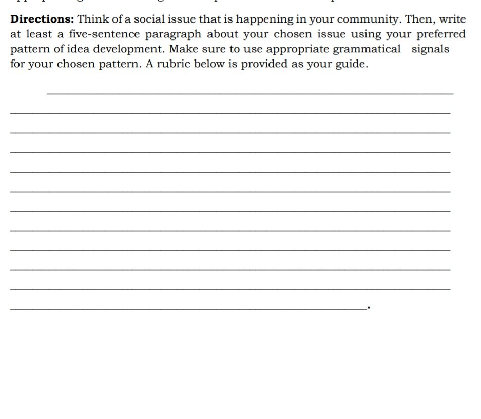 SOLVED: Directions: Think of a social issue that is happening in your ...