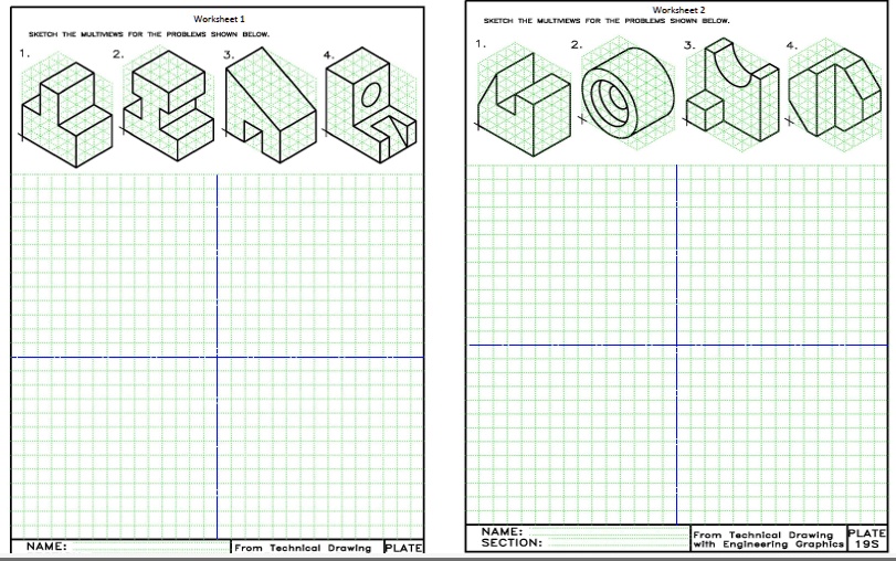 sketch the multiview for the problems below worksheet 1 worksheet 2 ...