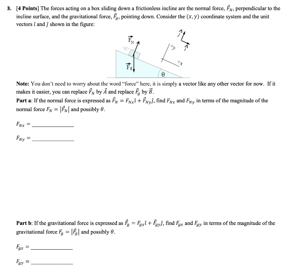 4 points the forces acting on a box sliding down a frictionless incline ...