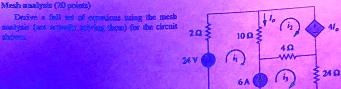 Mesh analysis (20 points) Derive a full set of equations using the mesh analysis (not actually ...