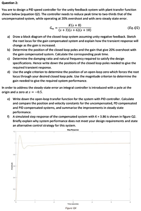 Question 2: You are to design a PID speed controller for the unity feedback system with plant ...