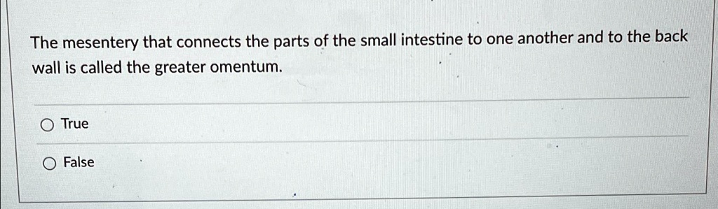 The mesentery that connects the parts of the small intestine to one ...
