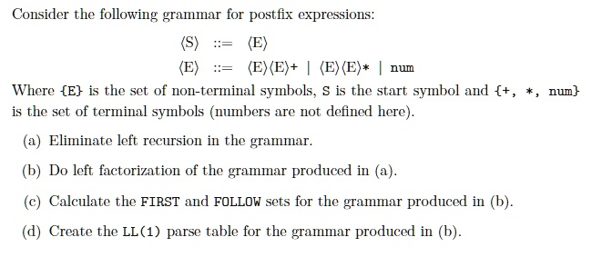SOLVED: Consider the following grammar for postfix expressions: (S ...