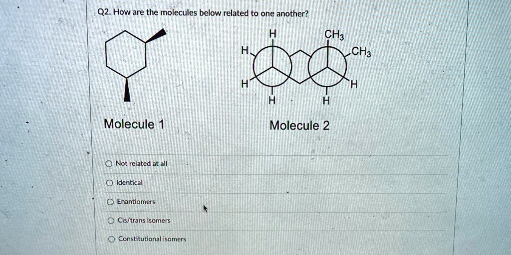 'Q2. How are the molecules below related to one another? CHa CH3 ...