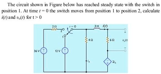 SOLVED: The circuit shown in Figure below has reached steady state with the switch in position 1 ...