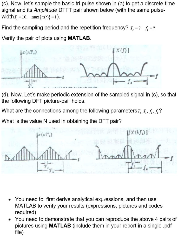 (c). Now, let's sample the basic tri-pulse shown in (a) to get a discrete-time signal and its ...