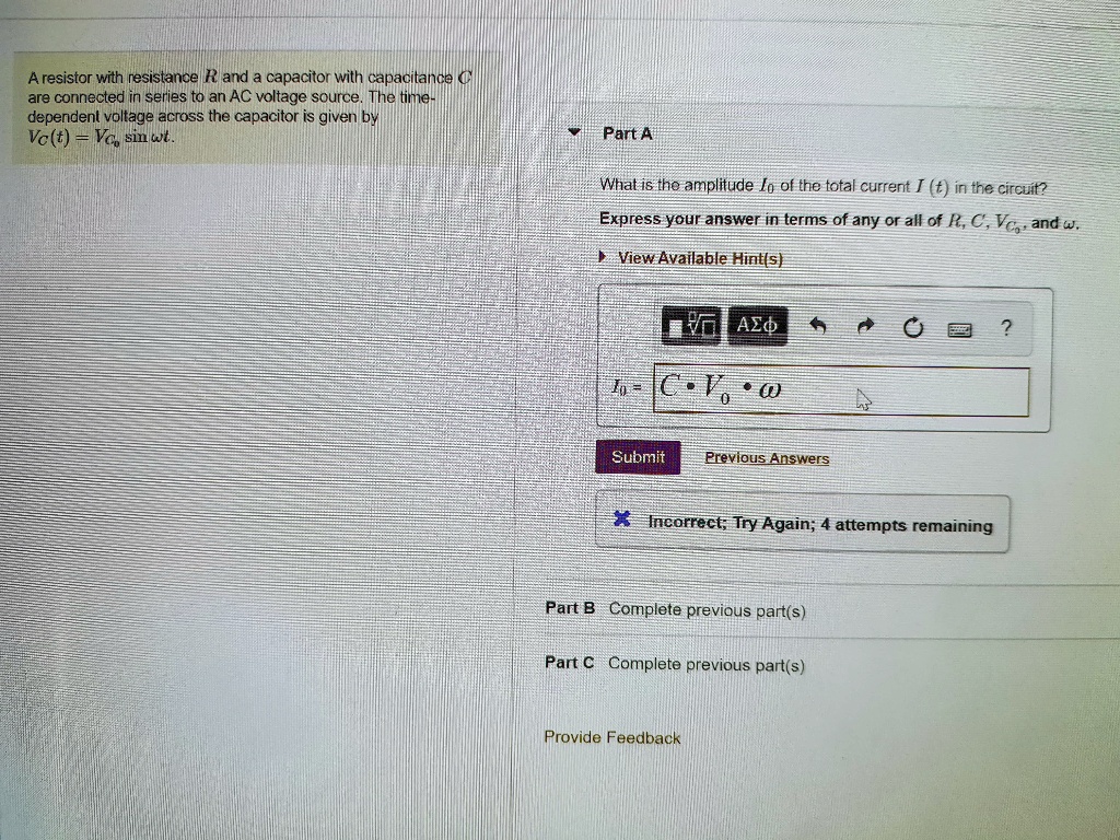 SOLVED: Aresistor with resistance R and capacitor with capacitance are connected in series to an ...