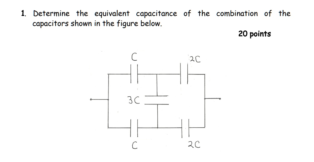 SOLVED: Determine the equivalent capacitance of the combination of the ...