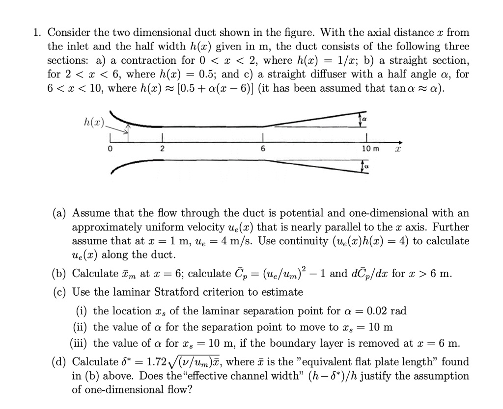SOLVED: Consider the two-dimensional duct shown in the figure. With the ...
