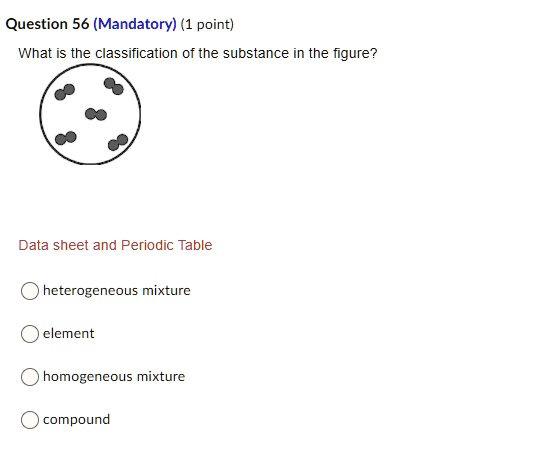 SOLVED: Question 56 (Mandatory) (1 point) What is the classification of ...