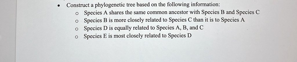 construct a phylogenetic tree based on the following information o ...