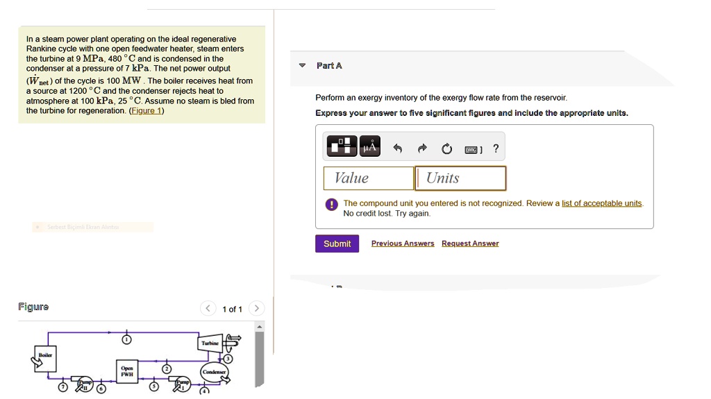 SOLVED: In a steam power plant operating on the ideal regenerative Rankine cycle with one open ...