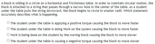 SOLVED: A block is sliding in a circle on a horizontal and frictionless ...