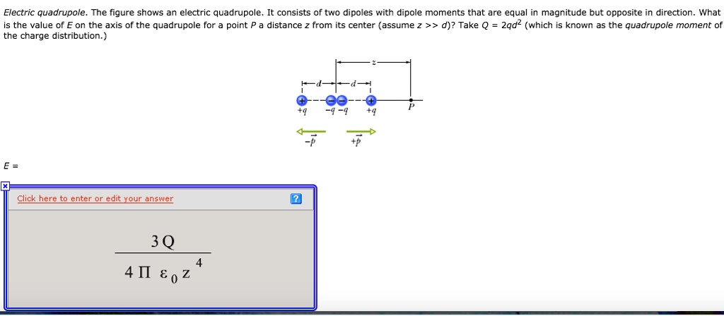 Electric quadrupole. The figure shows an electric quadrupole. It consists of two dipoles with ...